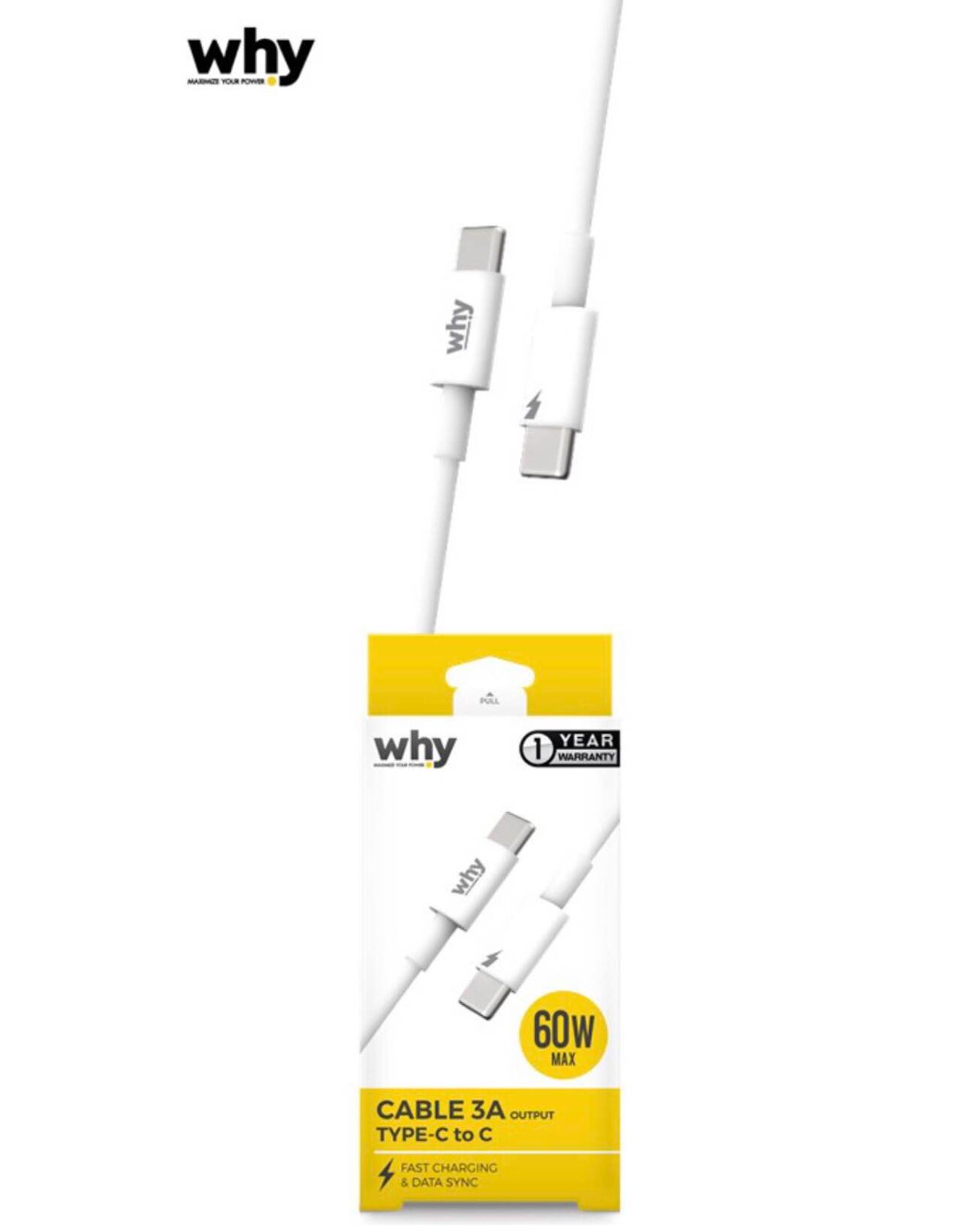 (มีพร้อมส่ง)Why UC-2211C Eta Cable สายชาร์จ USB-C to C (1 เมตร) - caseduck