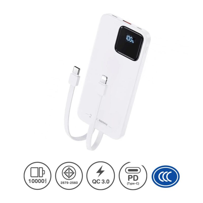 (มาตรฐาน CCC) Remax Power Bank 10000 mAh Type-C (RPP-652) - White [Pre ...